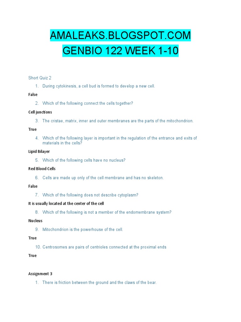 (Amaleaks - Blogspot.com) Genbio 122 Week 1-10 | PDF | Blood | Kidney