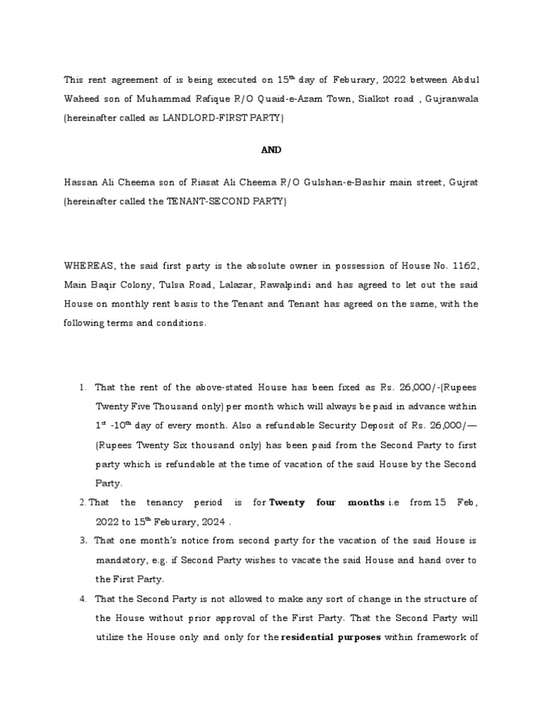 Rent Agreement | PDF | Lease | Land Law
