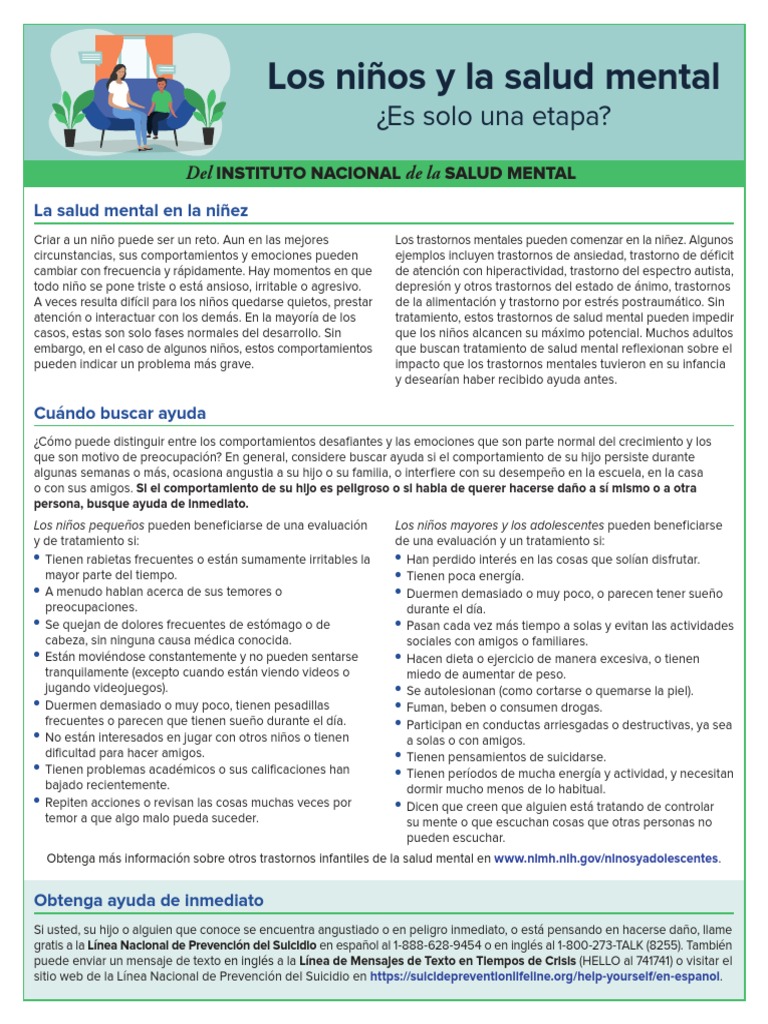 Salud Mental Infantil: Detección y Ayuda | PDF | Psicoterapia | Salud ...