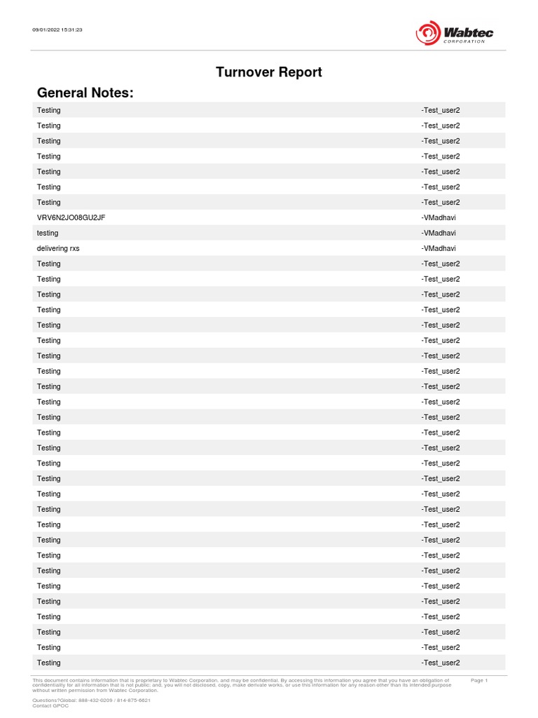 Turnover Report | PDF | Confidentiality | Rights