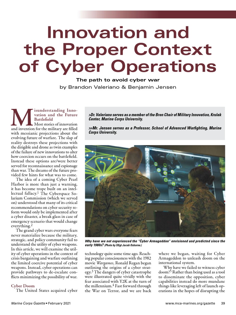 39 Innovation and The Proper Context of Cyber Operations | PDF ...