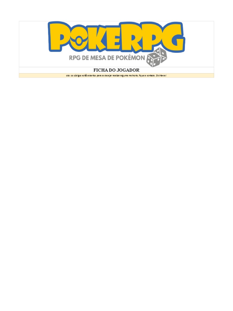 Ficha de Jogador para RPG Pokémon | PDF | Pokémon