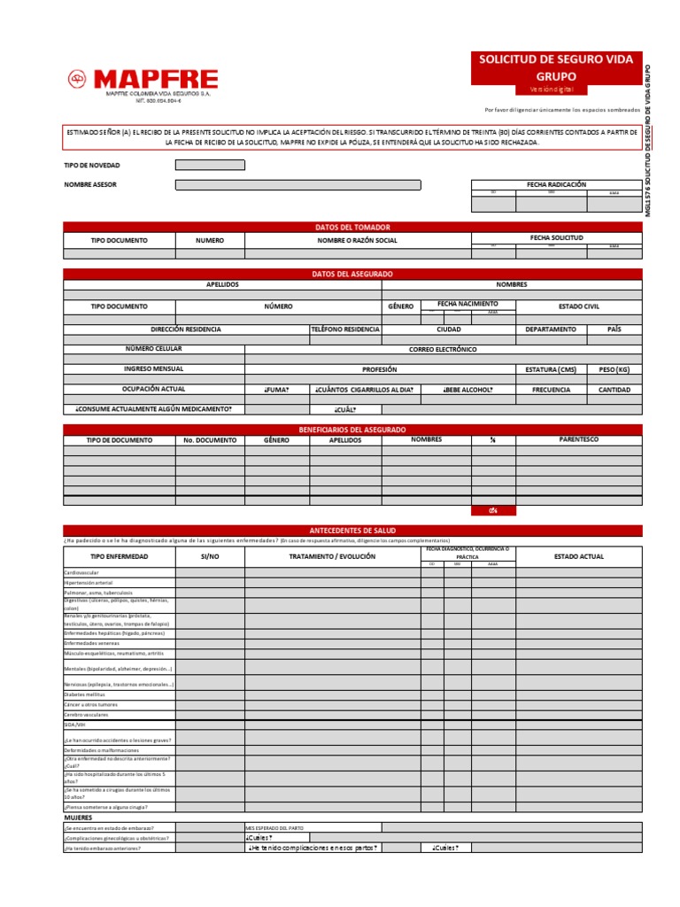 Formato de Aseguradora MAPFRE | PDF | Póliza de seguros ...