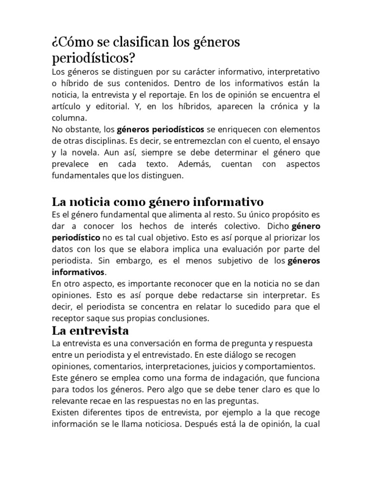 Materia Género Informativo | PDF | Periodismo | Comunicación