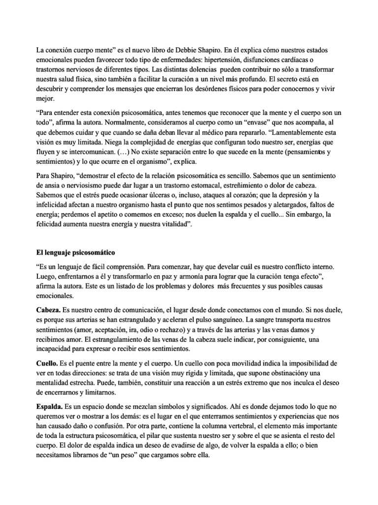 Qdoc - Tips - La Conexion Cuerpo Mente | PDF | Mente | Temor