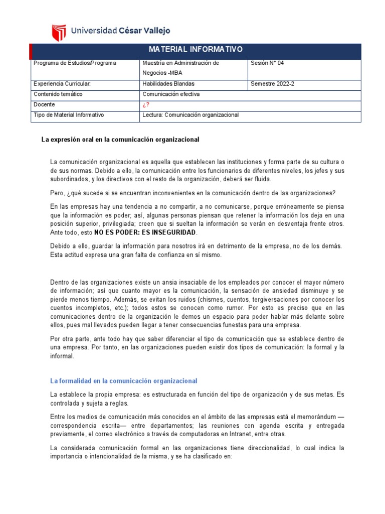 Material Informativo Sesión 04 | PDF