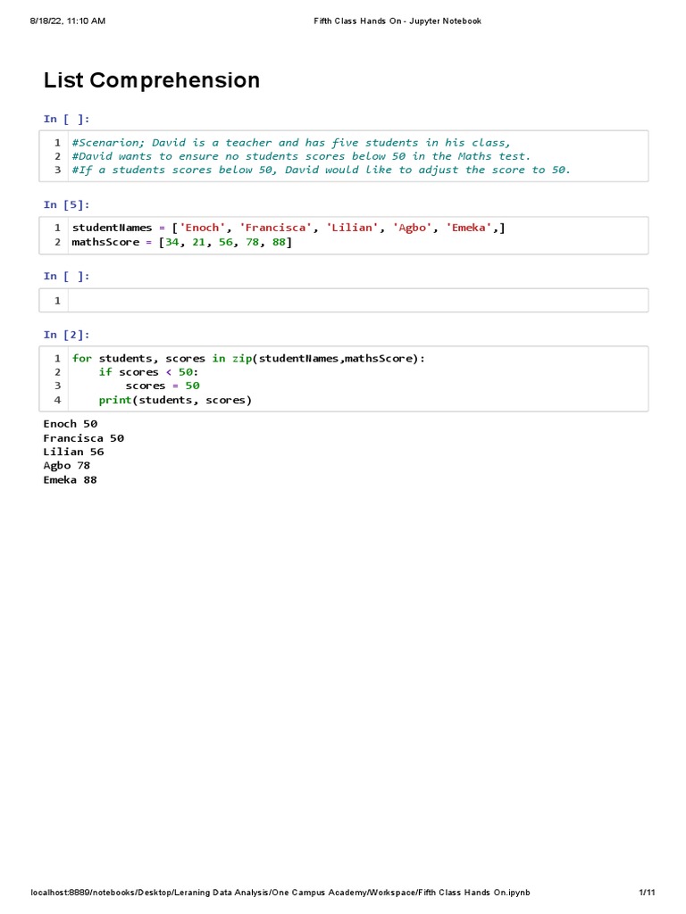 Jupyter Notebook: Class Scores Analysis | PDF | Software | Computer Science