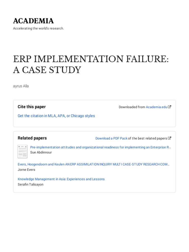 ERP Implementation Failure Case | PDF | Enterprise Resource Planning | Economies