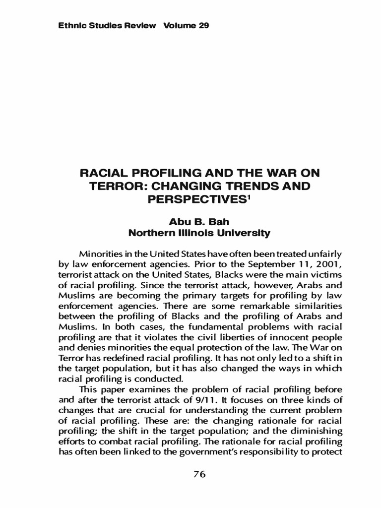 Racial Profiling in America: Examining the Changing Targets, Rationales ... Racial Profiling in America: Examining the Changing Targets, Rationales ...