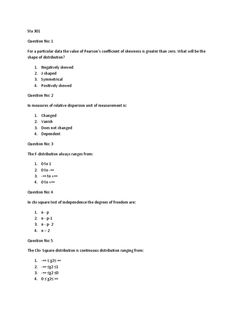 Sta 301 Final Term Quiz File With Answer Key | PDF | Variance ...