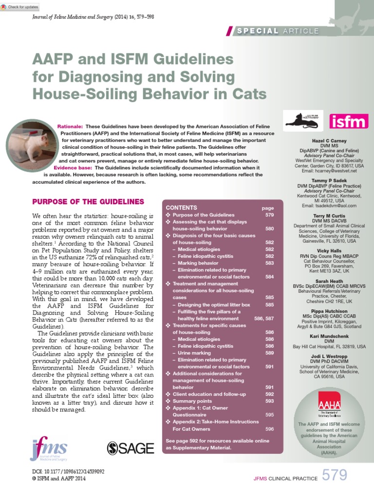 AAFP and ISFM Guidelines For Diagnosing and Solving House-Soiling ...