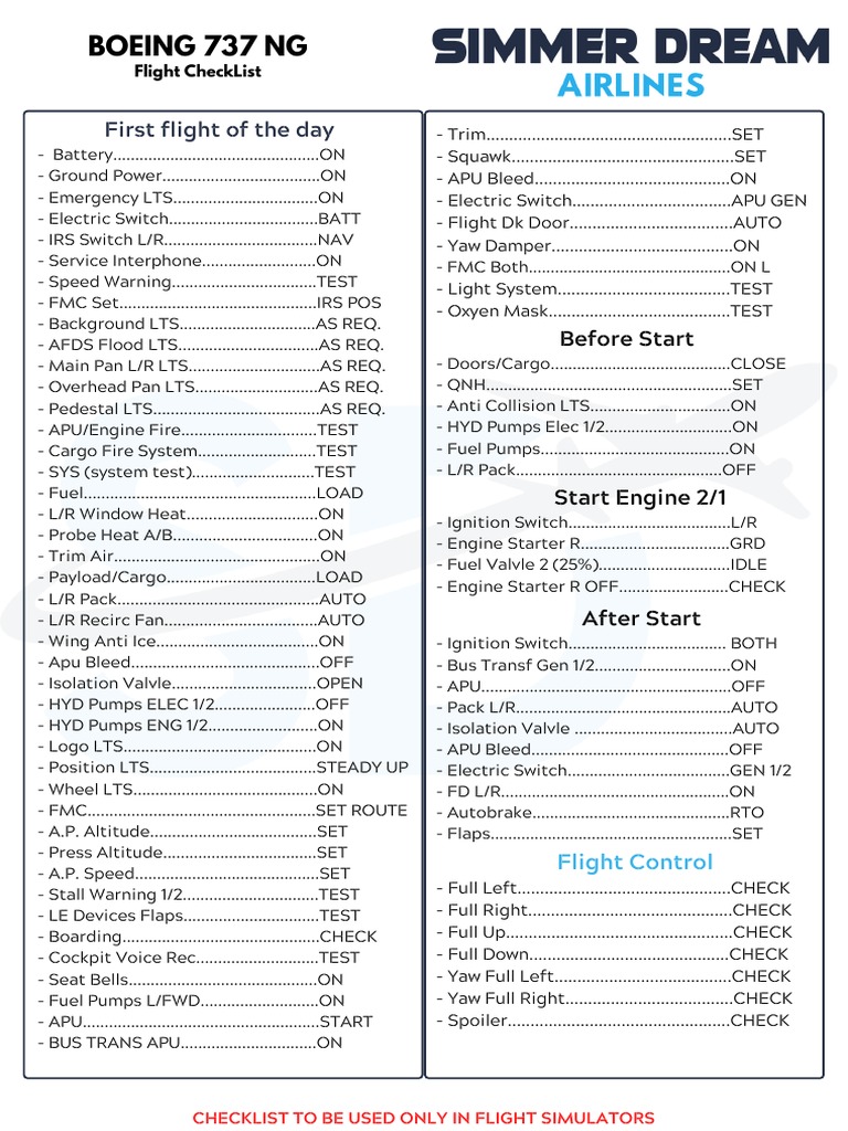 Sdva B737NG Normal Checklist | PDF | Aviation | Aircraft