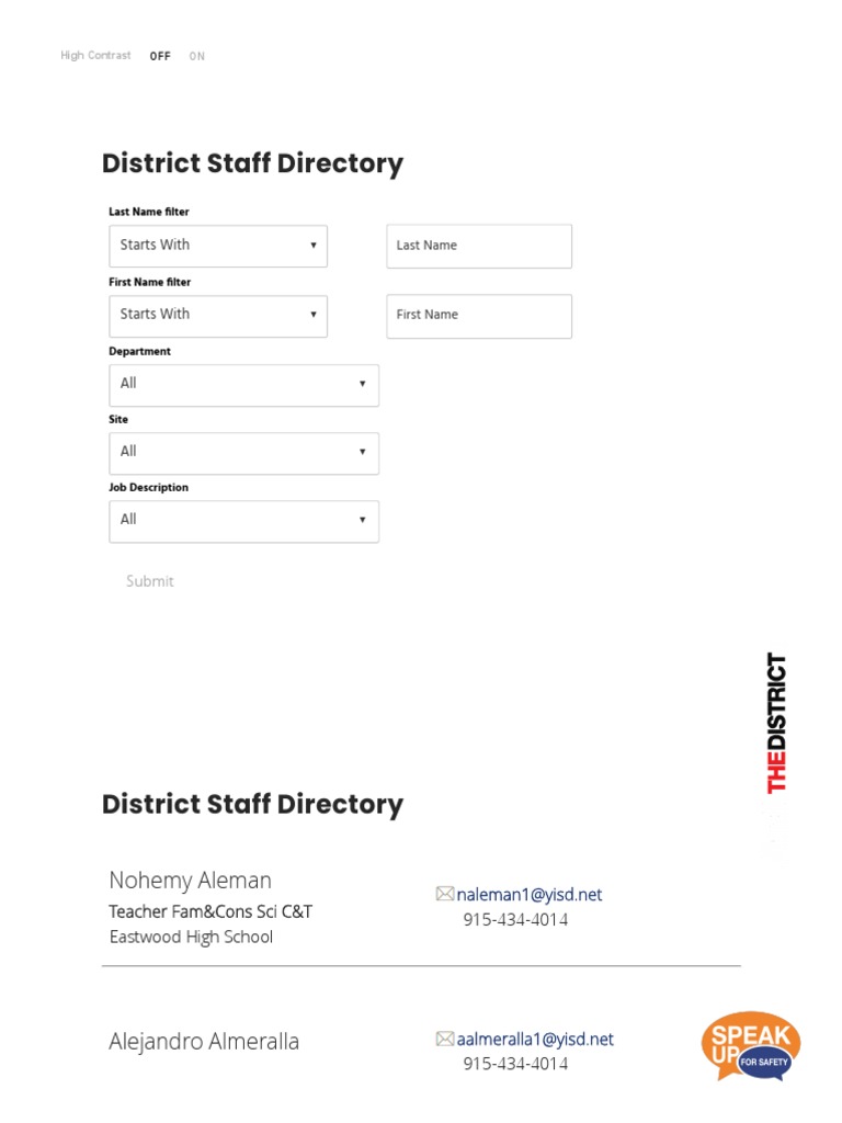 Eastwood High School Staff Directory | PDF