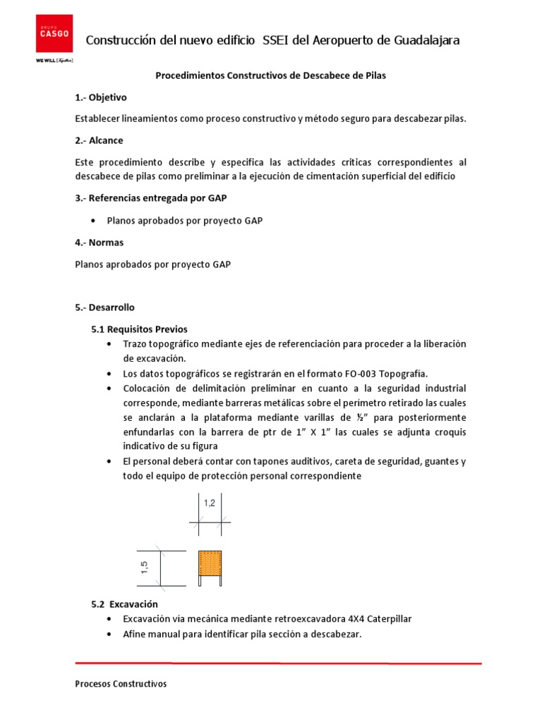 PR-CT-002 Procedimiento Constructivos de Descabece de Pilas | PDF | Demolición