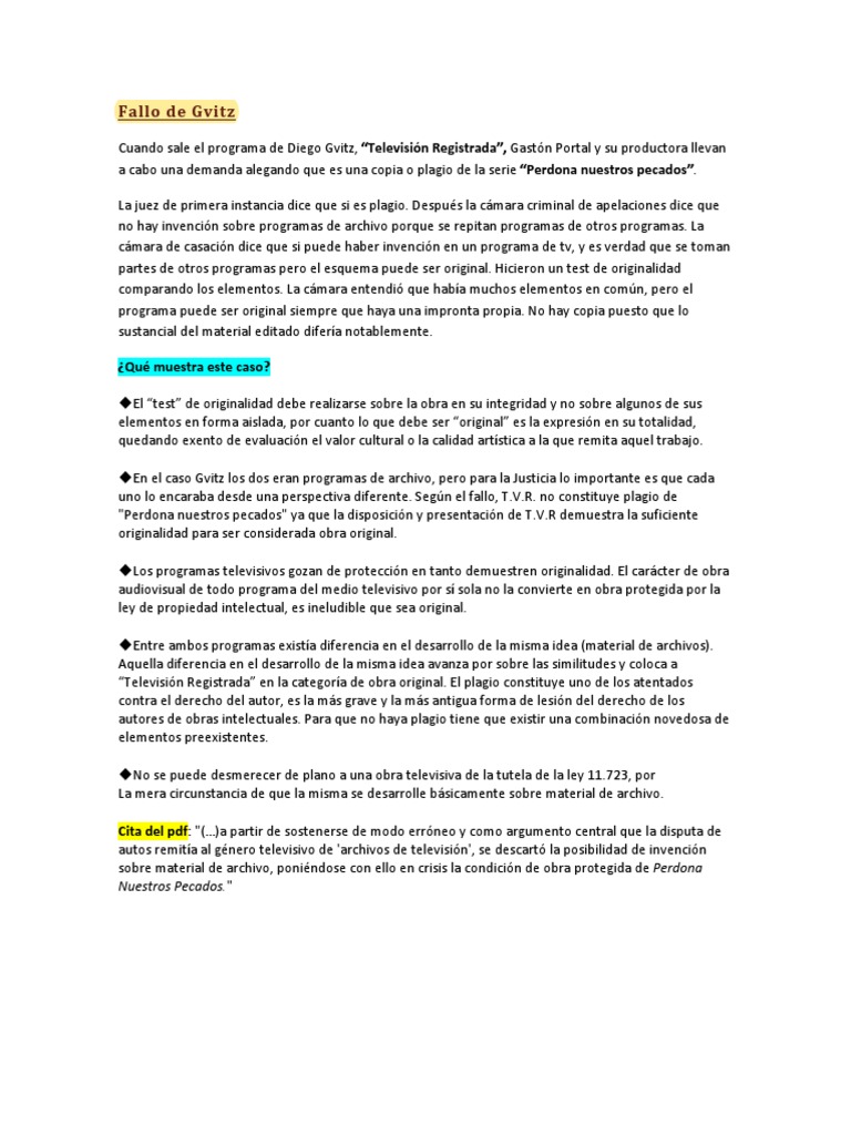 Resumen TODOS LOS FALLOS | PDF | Dominio publico | Autor