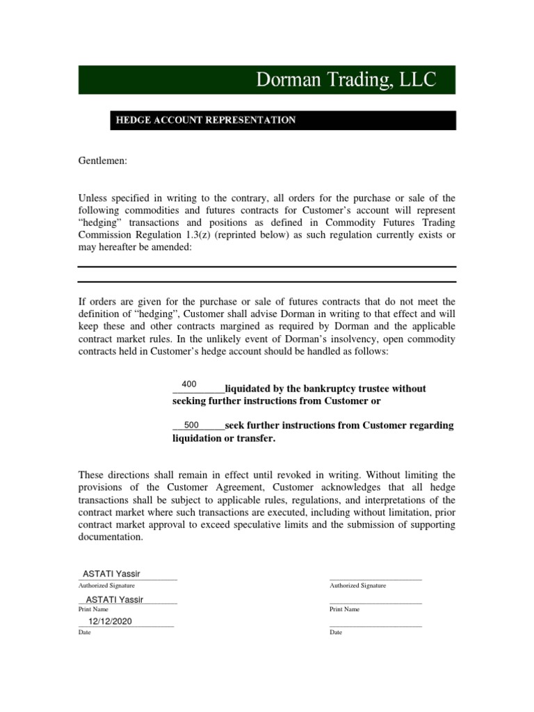 Hedge Letter | PDF | Hedge (Finance) | Futures Contract