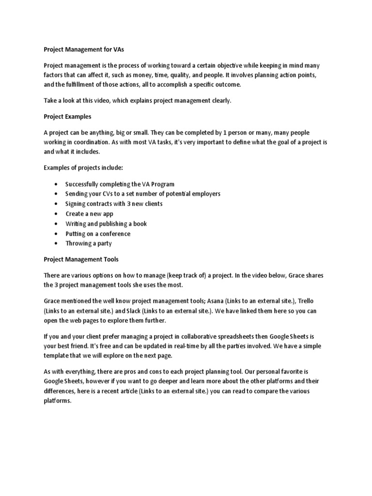 Project Management For VAs | PDF | Project Management | Cognition
