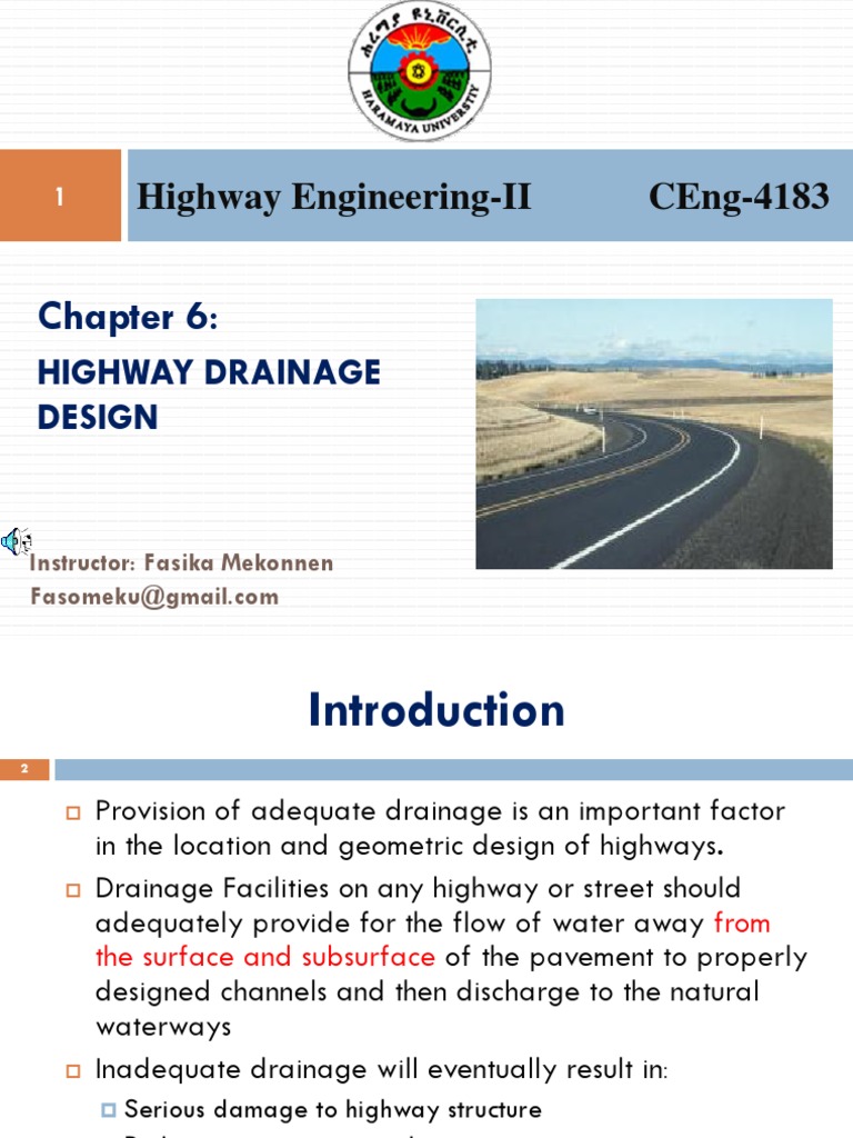 Chapter 6-Highway Drainage Design | PDF | Surface Runoff | Flood