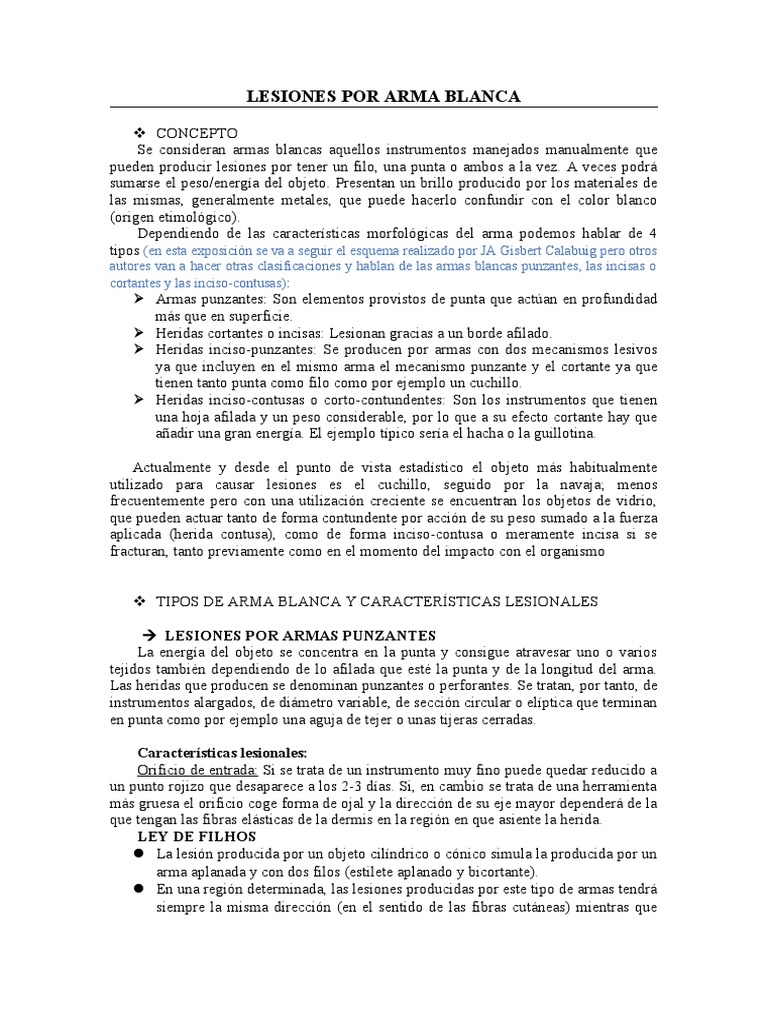 Tema 34 - LESIONES POR ARMA BLANCA V2 | PDF | Herida | Cuchillo