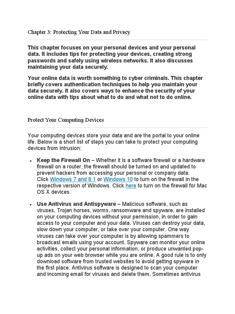Protecting Your Data and Privacy | PDF | Password | Computer Network