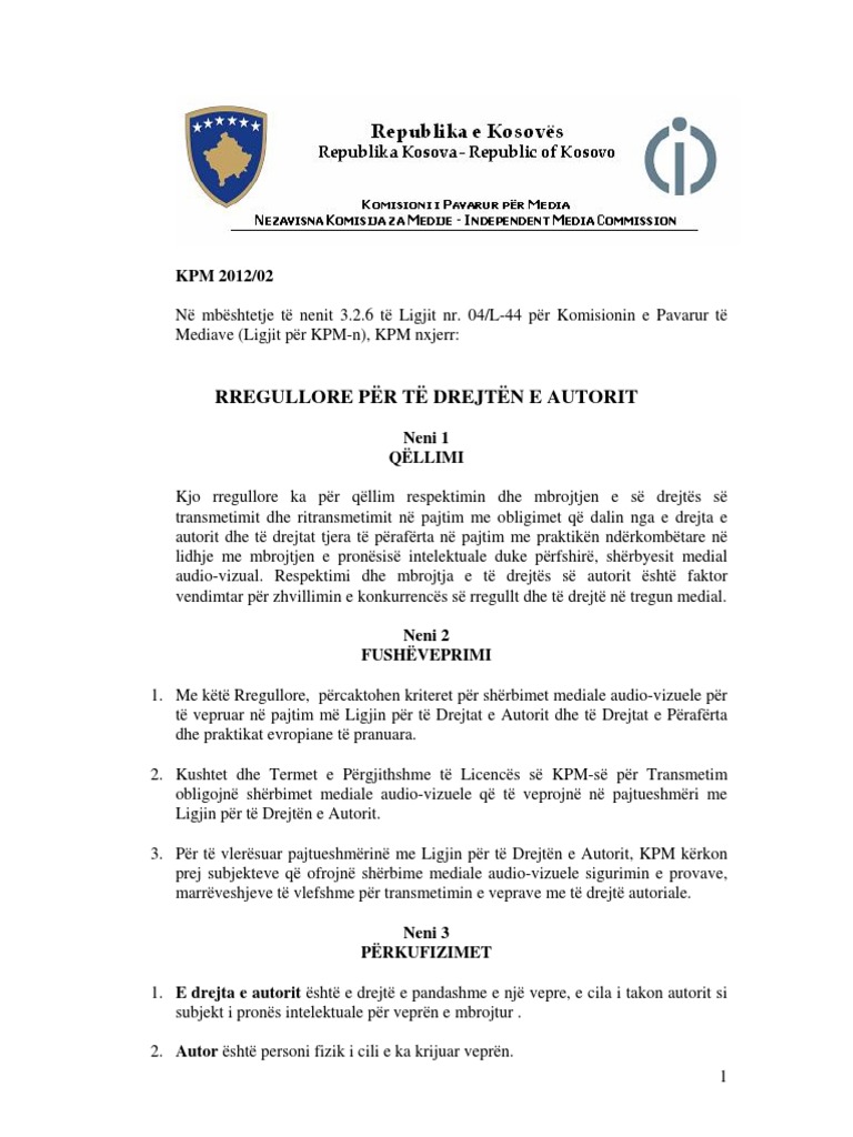 Rregullore e DR Autorit | PDF