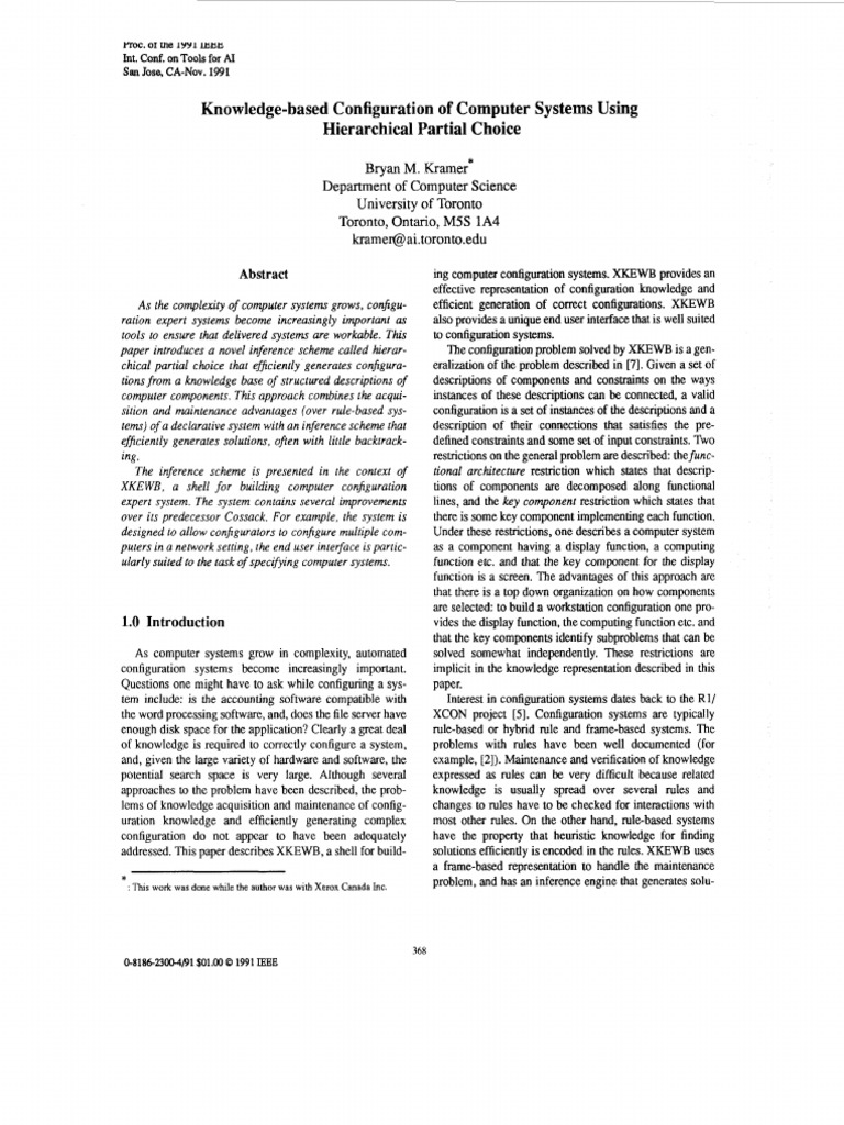 Knowledge-Based Configuration of Computer Systems Using Hierarchical Partial Choice | PDF ...
