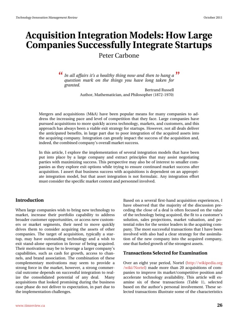 Acquisition Integration Models - How Large Companies Successfully ...