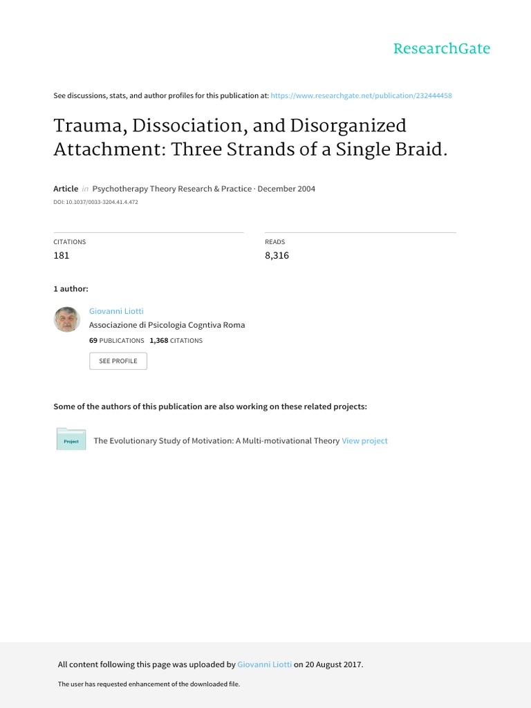Trauma, Dissociation, and Attachment Insights | PDF | Attachment Theory ...