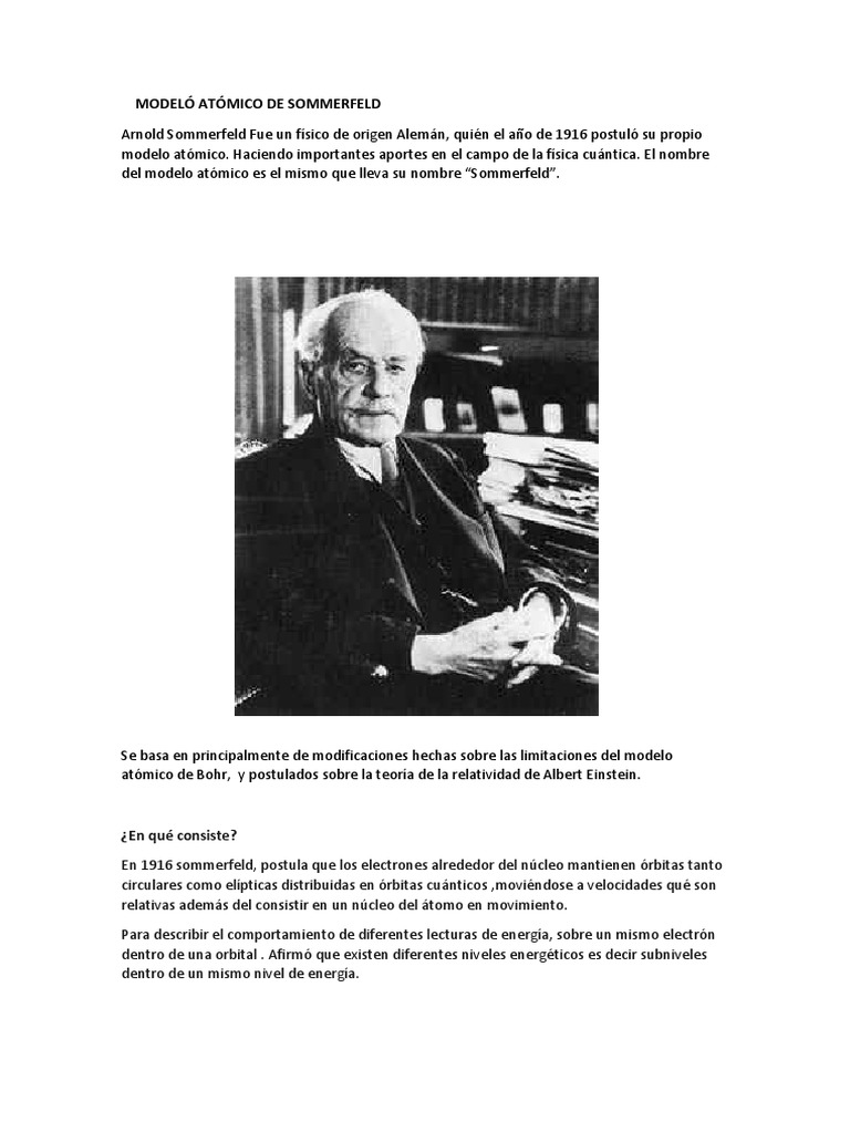 Modelo Atómico de Sommerfeld | PDF