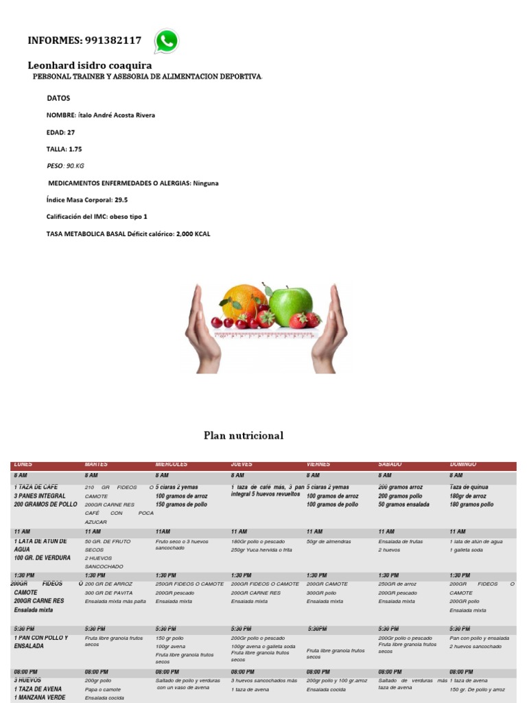 PROGRAMA - Nutricional Italo 1 PDF | PDF | Batata | ensalada
