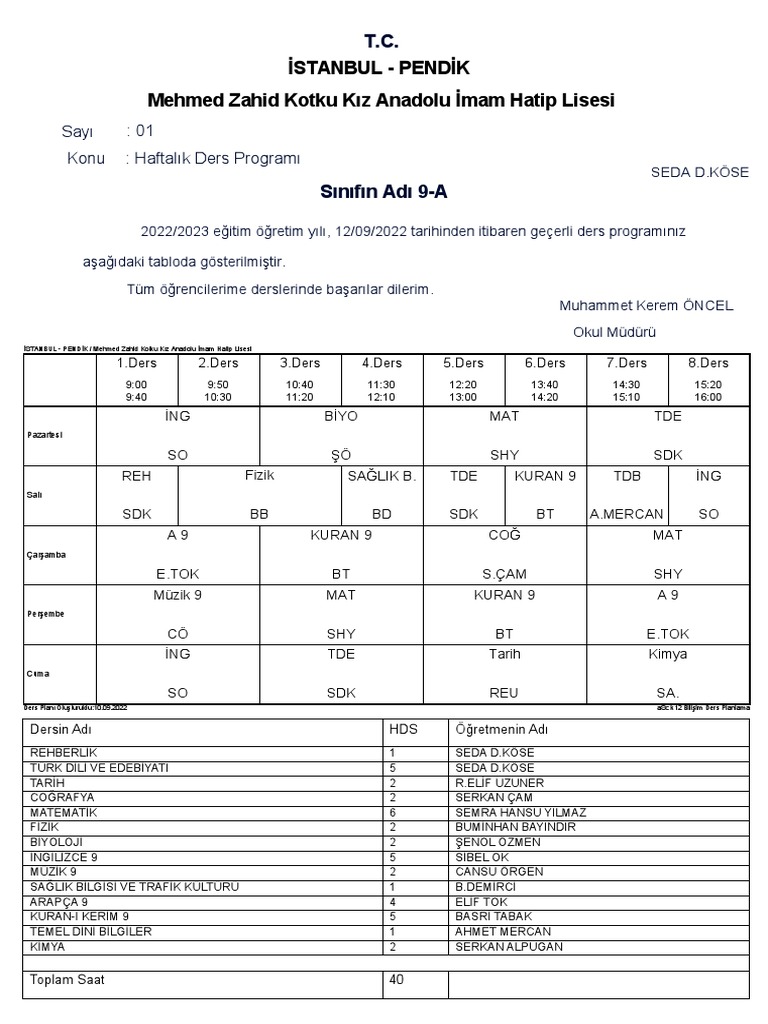 Sinif Ders Pro. | PDF