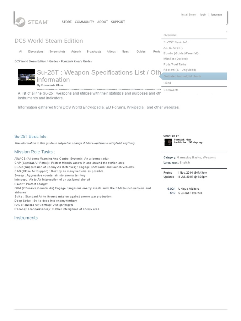Steam Community - Guide - Su-25T - Weapon Specifications List - Other ...