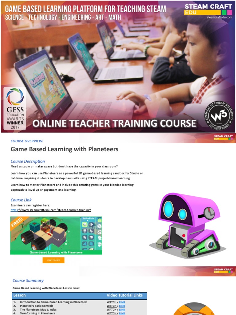 STEAM Craft Edu - Game Based Learning With Planeteers Course Overview ...