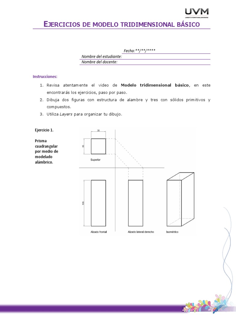 U1 - Ejercicios de Modelos Tridimensionales Básicos | PDF