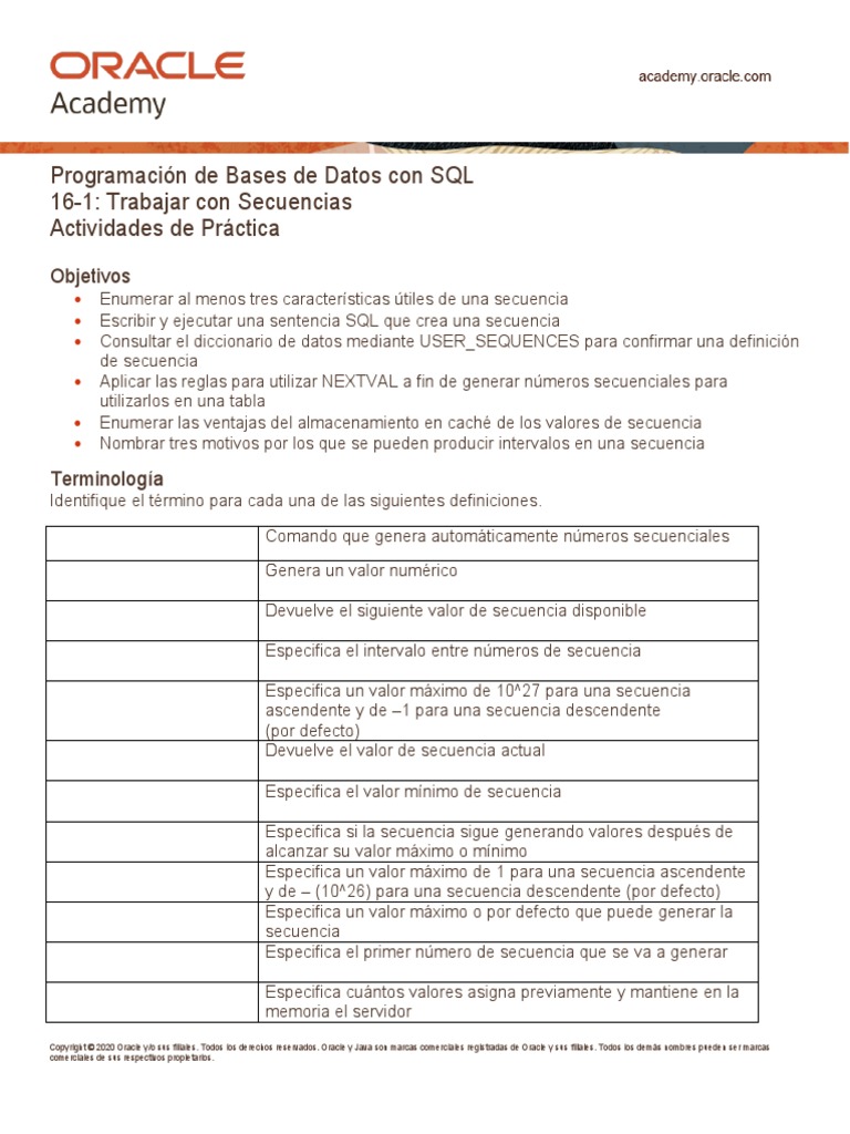 DP 16 1 Practice Esp | PDF | SQL | Ciencias de la Computación