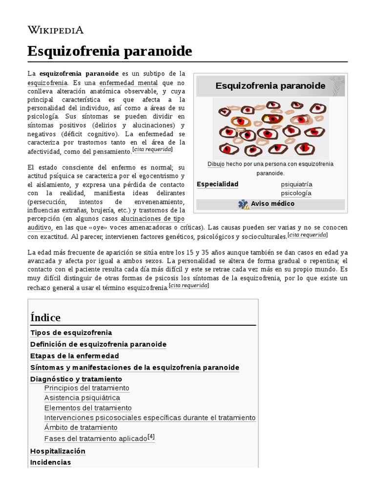 Esquizofrenia Paranoide | PDF | Esquizofrenia | Epidemiología