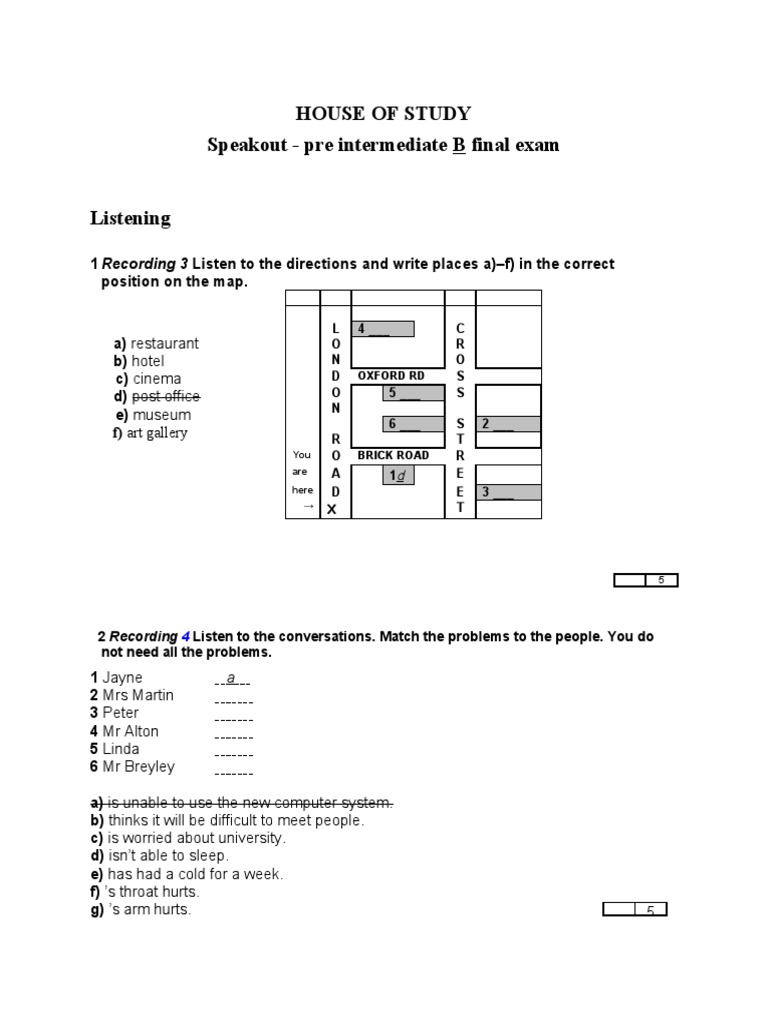 Pre Intermediate B Final Exam | PDF | Linguistics