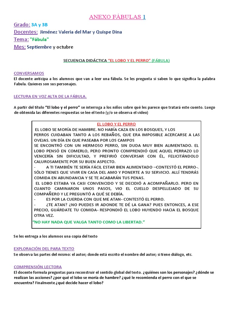 Fábulas para Tercer Grado: Actividades | PDF | Fábula | Comprensión lectora