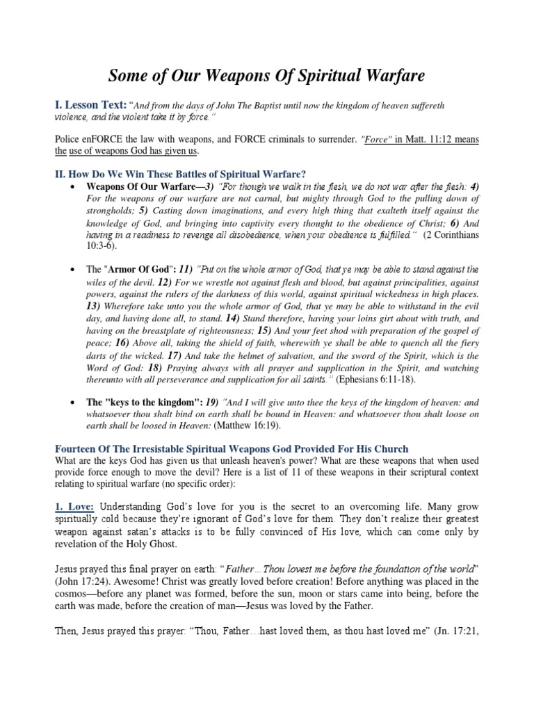 Weapons of Spiritual Warfare | PDF | Jesus | Armor Of God