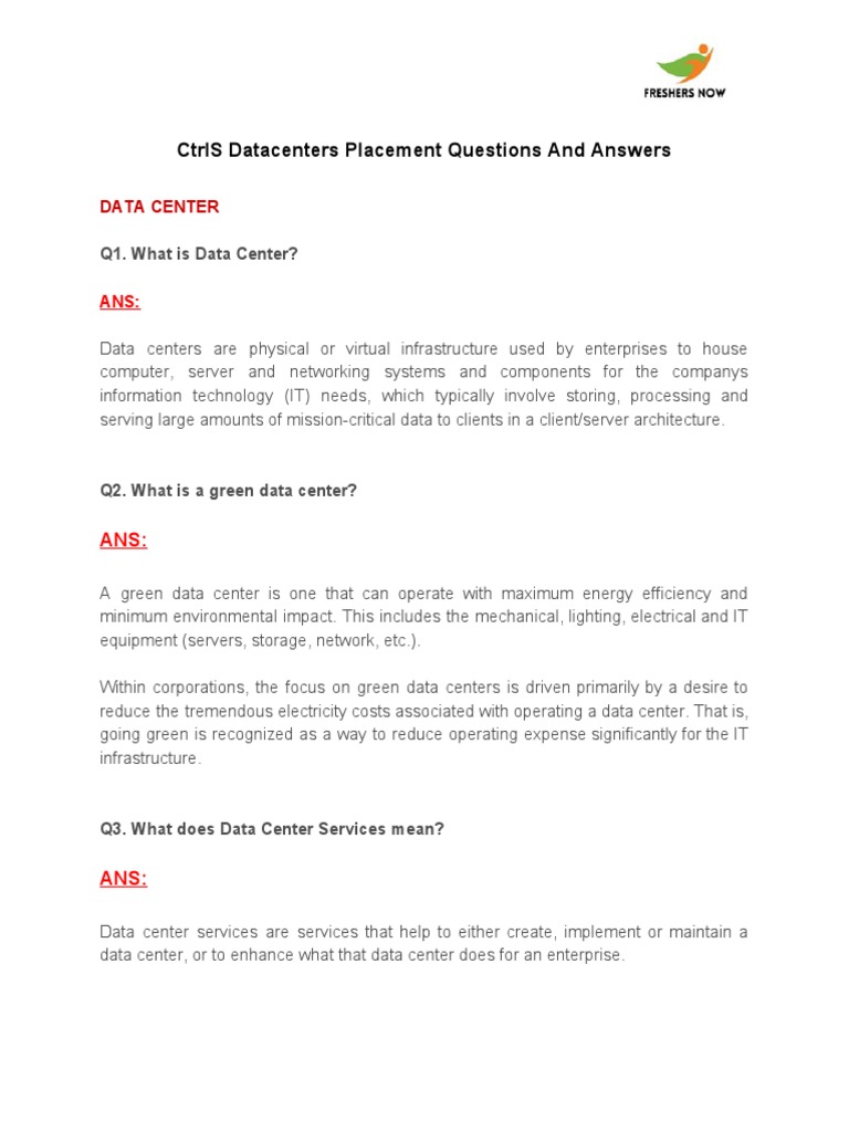 CTRLS Datacenters Placement Questions and Answers | PDF | Computer ... CTRLS Datacenters Placement Questions and Answers | PDF | Computer ...