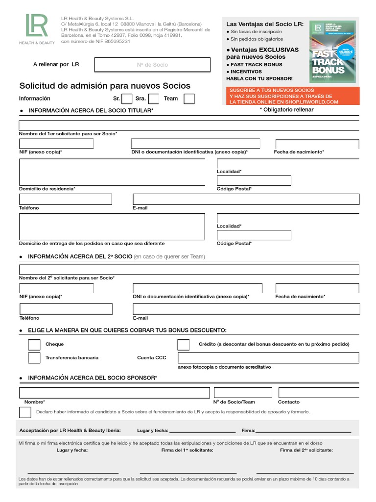 Es 2022-00 Solicitud Nuevo Socio Inscripcion | PDF | Pagos | Publicidad