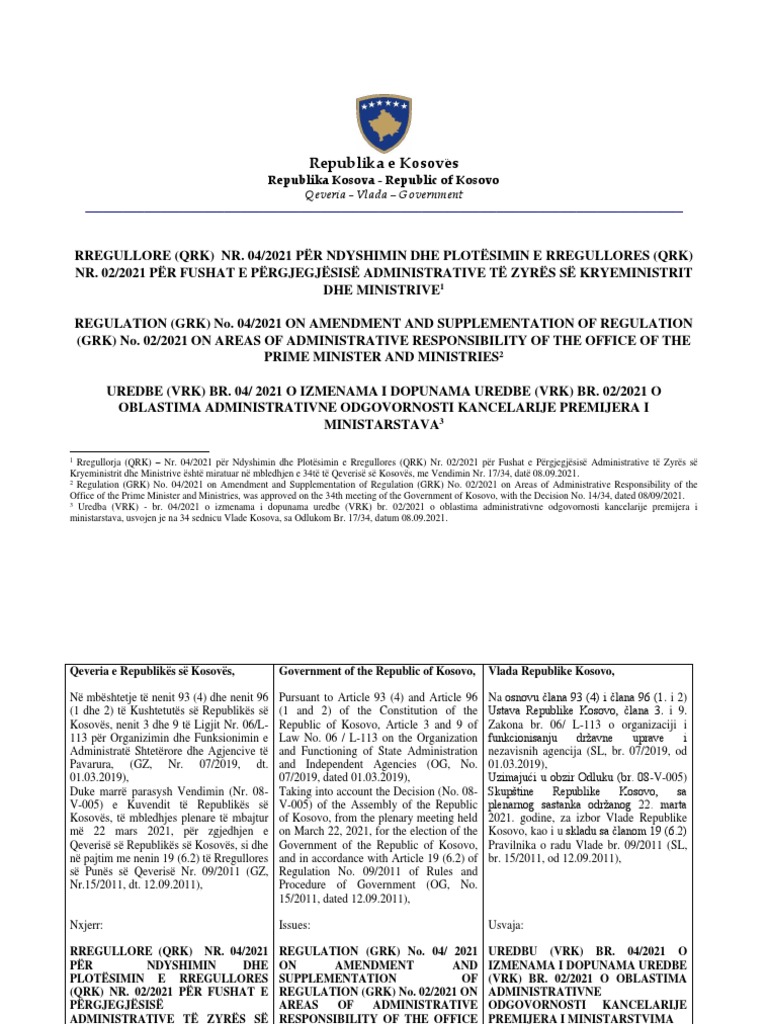 Republika e Kosovës: Republika Kosova - Republic of Kosovo | PDF