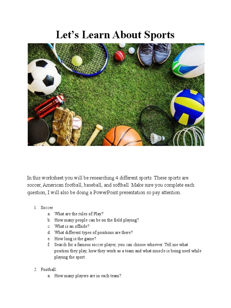 Lets Learn About Different Sports | PDF