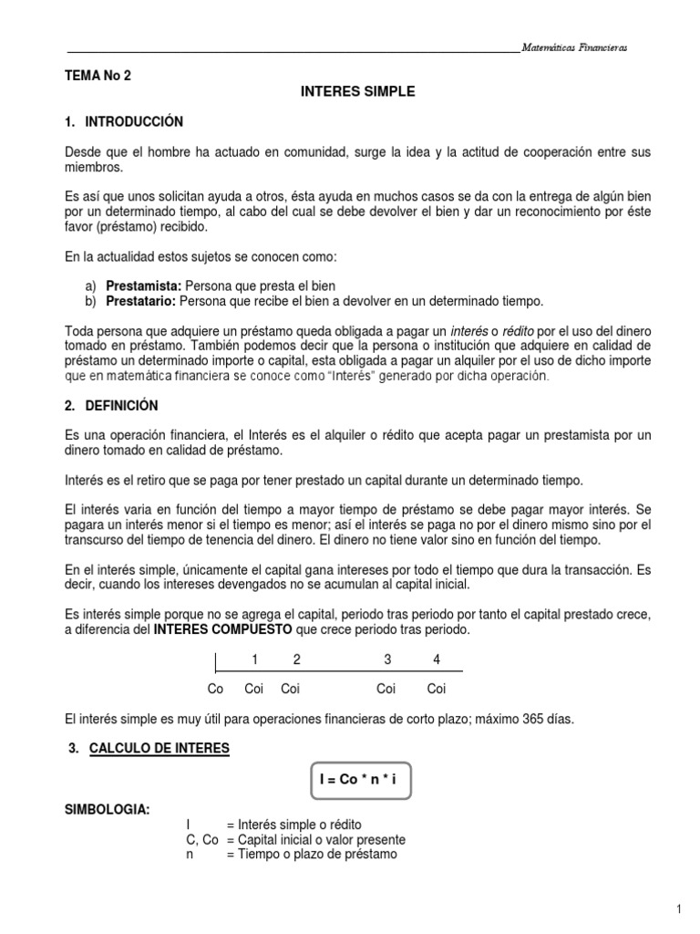 Tema 2 - Interes Simple | PDF | Interés | Pagos