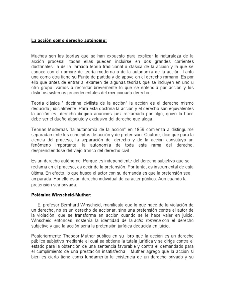 La Acción Como Derecho Autónomo | PDF | Castigos | Ley común