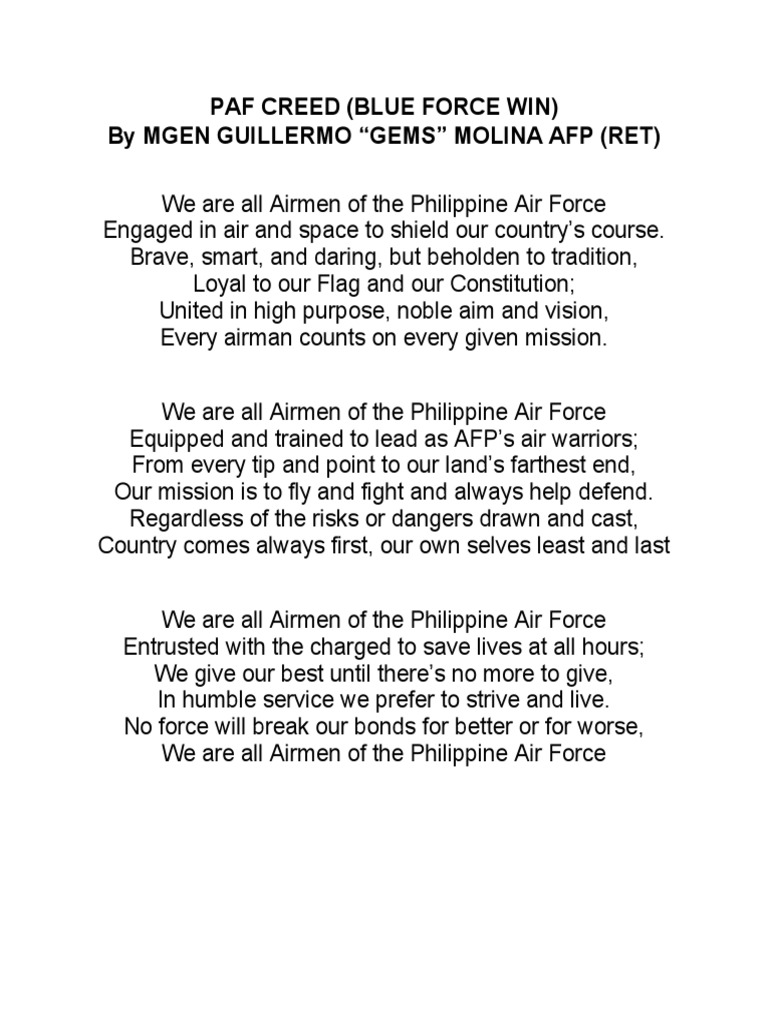PAF Mission and Creed Overview | PDF