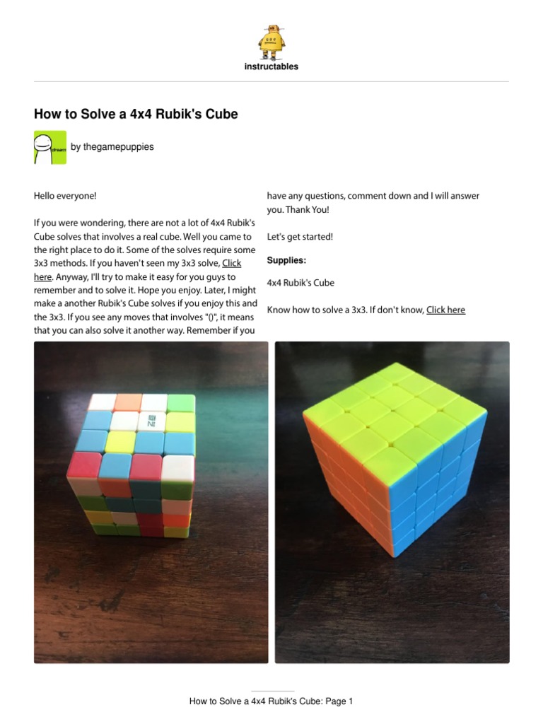 How To Solve A 4x4 Rubiks Cube 1 | PDF | Logic Puzzles | Early ...