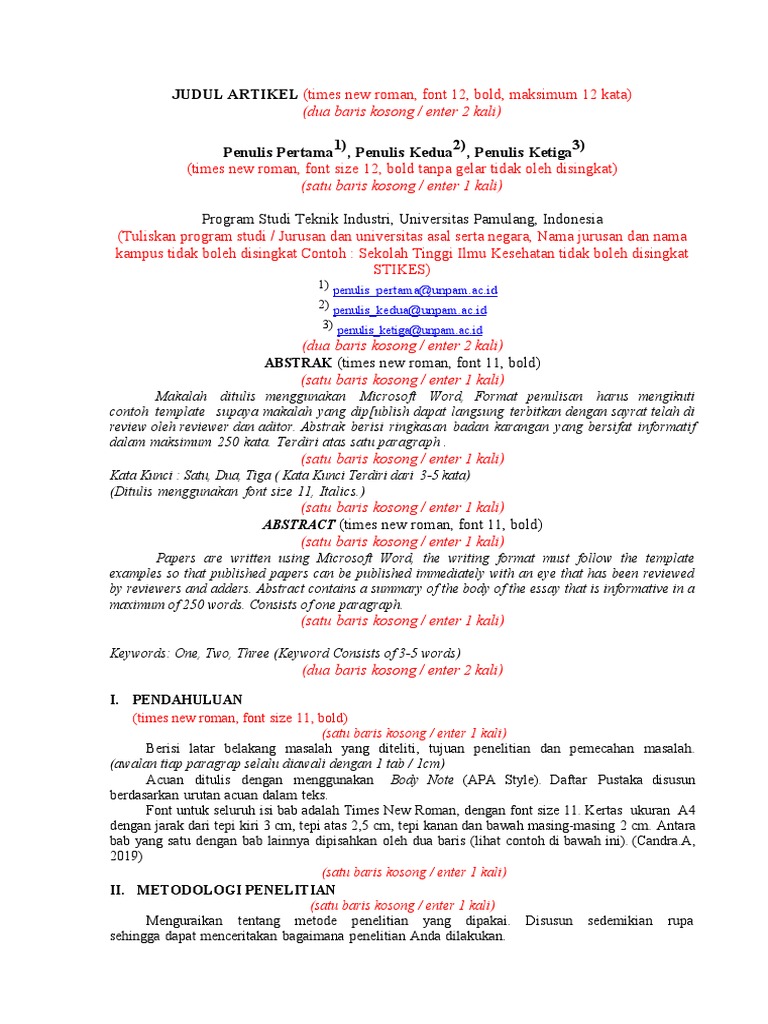 Template Penulisan Jurnal Prosiding Teknik Industri | PDF