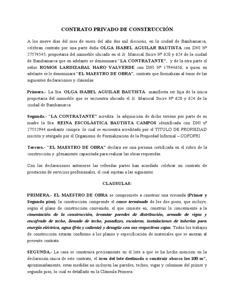 Contrato de Construcción | PDF