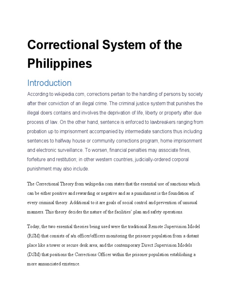 Correctional System of The Philippines | PDF | Corrections | Prison
